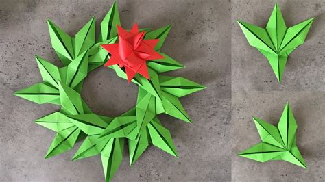 DIY Paper Christmas Wreath Origami Paper Leaves Paper Leaf Paper