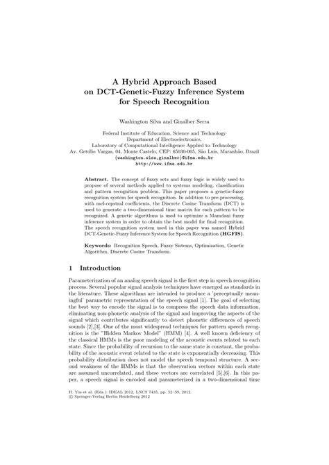 pdf a hybrid approach based on dct genetic fuzzy inference system for speech recognition
