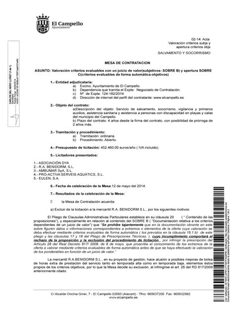 Completable En línea elcampello MESA DE CONTRATACION Ccriterios