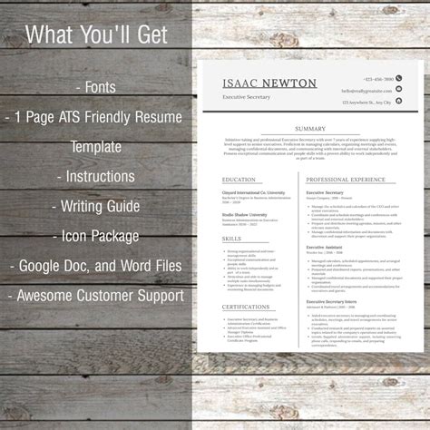 Ats Friendly One Page Resume Template For Professionals US Etsy