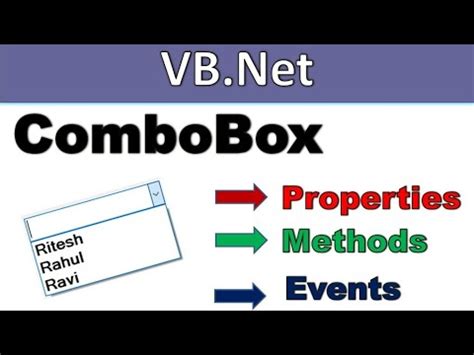 Vb Net Combobox Control Properties Methods And Events Youtube