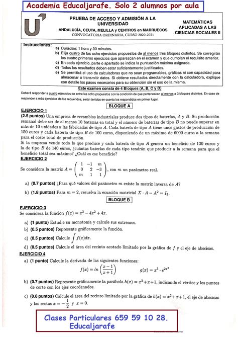 Examen De Matem Ticas Ii Y Matem Ticas Ccss Selectividad Junio