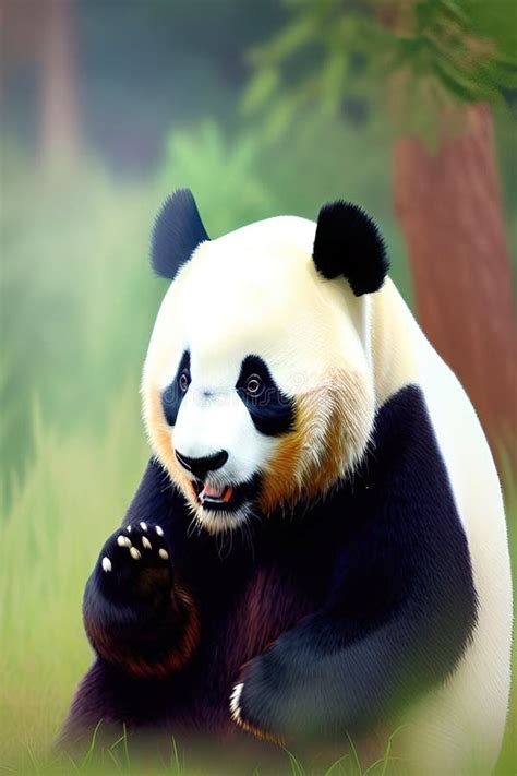 Travieso Animal De Naturaleza En Peligro De Extinción Lindo Panda Stock