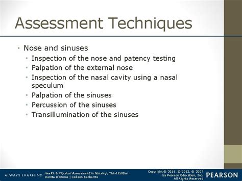 Physical Assessment Ear Nose Mouth And Throat Health
