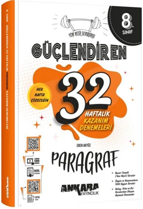 Ankara Yayıncılık 8 Sınıf Paragraf Güçlendiren 32 Haftalık Kazanım