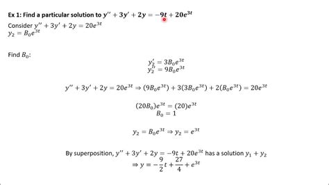 superposition principle and undetermined coefficients revisited differential equations youtube