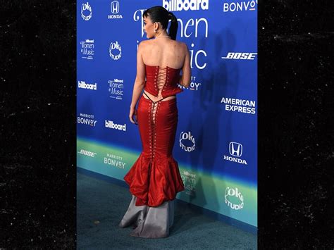 Katy Perry Wears Sexy Laced Up Red Dress Exposes Butt In G String