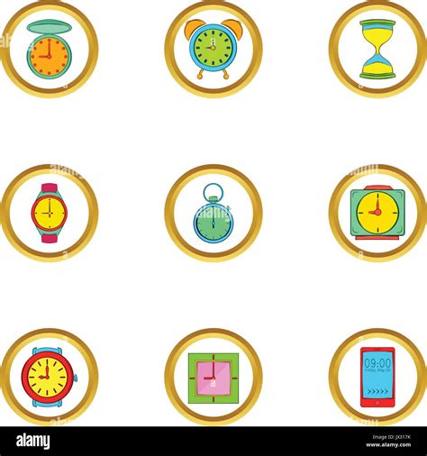Time And Clocks Icons Set Cartoon Style Stock Vector Image Art Alamy