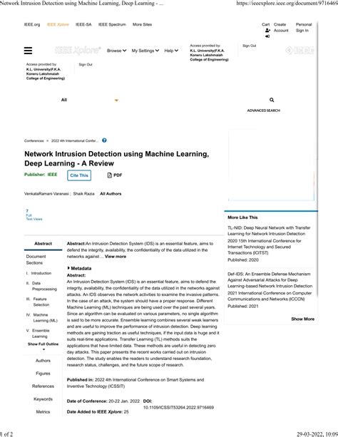 pdf network intrusion detection using machine learning deep learning a review