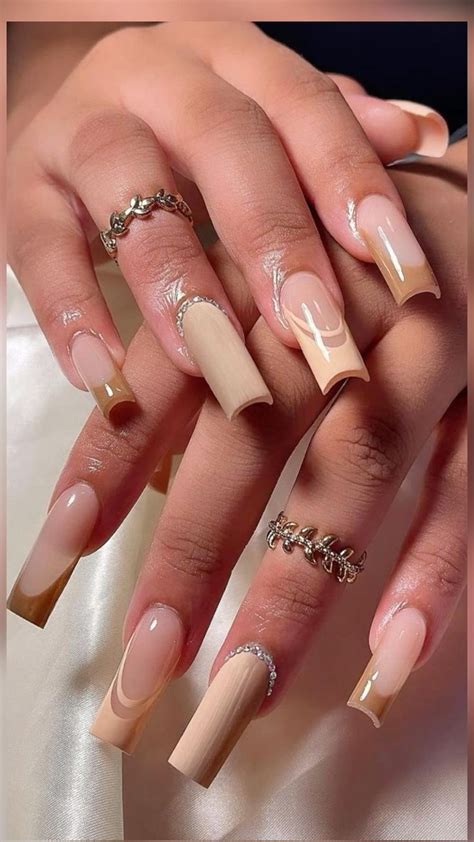 Sososoleil Nude French Top Nails Design Gel Nails Stylish Nails Brown Acrylic Nails
