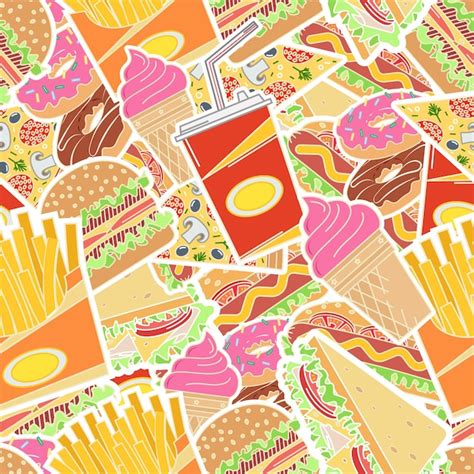 Premium Vector Fast Food Seamless Pattern