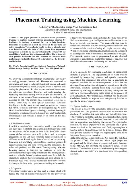 pdf ijert placement training using machine learning ijert journal