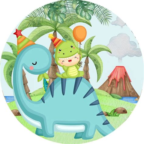Painel Redondo Tecido Sublimado 3D Dino Baby FRD 5048 Felicitá