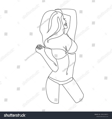 Woman Body Line Drawing Abstract Minimal Stock Illustration