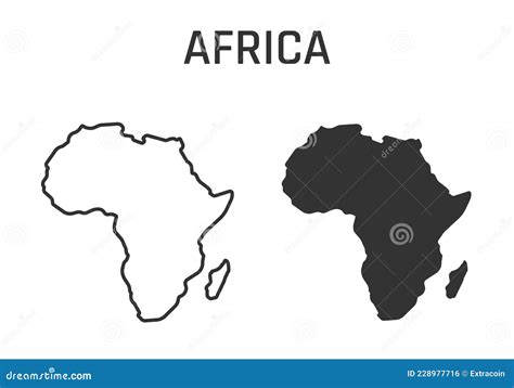 Africa Map Icon Outline And Silhouette Of The African Continent Stock