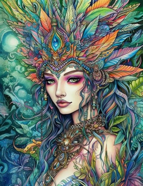 Premium AI Image A Colorful Illustration Of A Woman With A Crown And