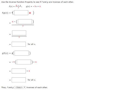 solved use the inverse function property to see if f and g