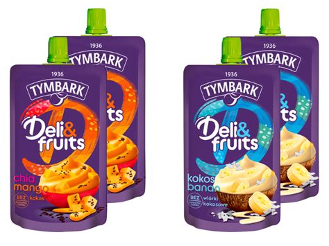 Tymbark Deli Fruits Musy owocowe zdrowe przekąski ZESTAW 4 x 170 g
