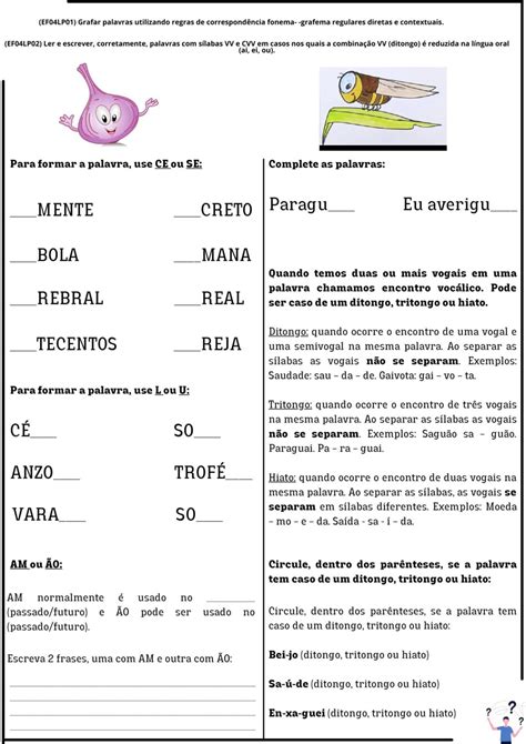 4º ano Atividades de ortografia ce e ci esa e eza leitura e