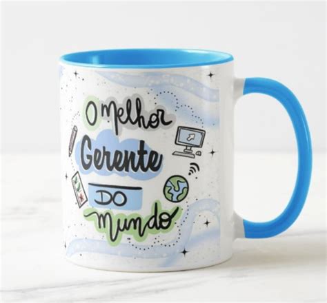 Caneca O Melhor Gerente Do Mundo Int Azul Elo7