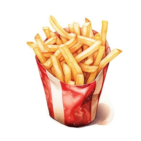 Un Dibujo De Una Caja Roja Y Blanca De Papas Fritas Foto Premium