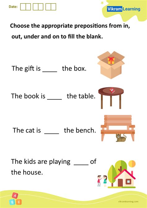 In On Under Worksheets