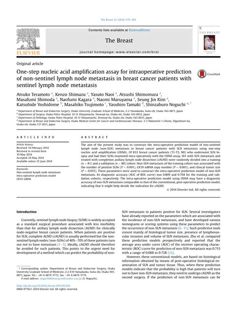 pdf one step nucleic acid amplification assay for intraoperative prediction of non sentinel