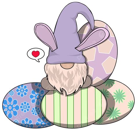 사랑 이모티콘으로 계란에 귀여운 일러스트 부활절 그놈 부활절 그놈 귀엽다 토끼 PNG 일러스트 및 PSD 이미지 무료