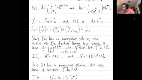 linear programming 32 proof of strong duality from the farkas lemma youtube