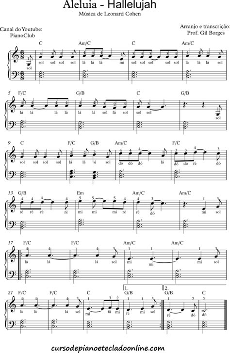 Partitura Aleluia Piano E Teclado Como Tocar Piano E Teclado