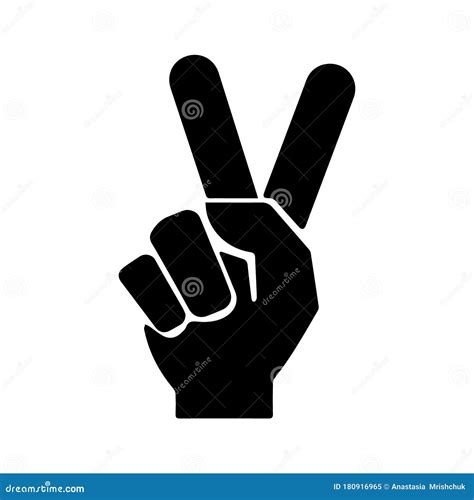 Peace Hand Gesture Symbol Icon On White Background Vector Illustration