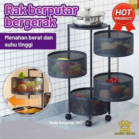 Promo Rak Susun Besi Dapur Serbaguna Tingkat Model Bulat Rak Troli