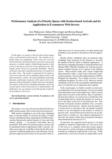 pdf performance analysis of a priority queue with session based arrivals and its application