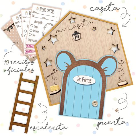 Puerta del Ratoncito Pérez con orejitas color rosa y casita