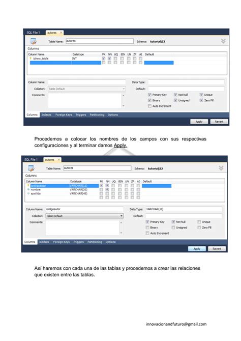 Creaci N De Tablas Y Relaciones En Mysql Workbench Pdf