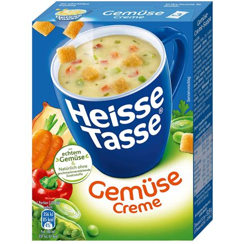 Heisse Tasse Gemüse Creme Suppe mit Knusper Croûtons 12er Pack 12 x