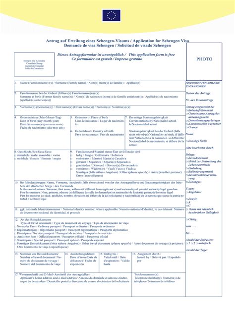 Khai Form Antrag Auf Erteilung Eines Schengen Visums Fill And Sign