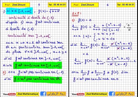 Bac Sc expérimentales Math Limites Et Continuités Tous Les Sections