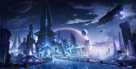 Jun Zhang Fantasy Art Digital Art Landscape Fantasy City Science