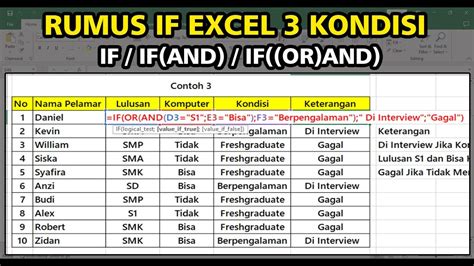 Rumus IF Pada Excel 3 Kondisi YouTube
