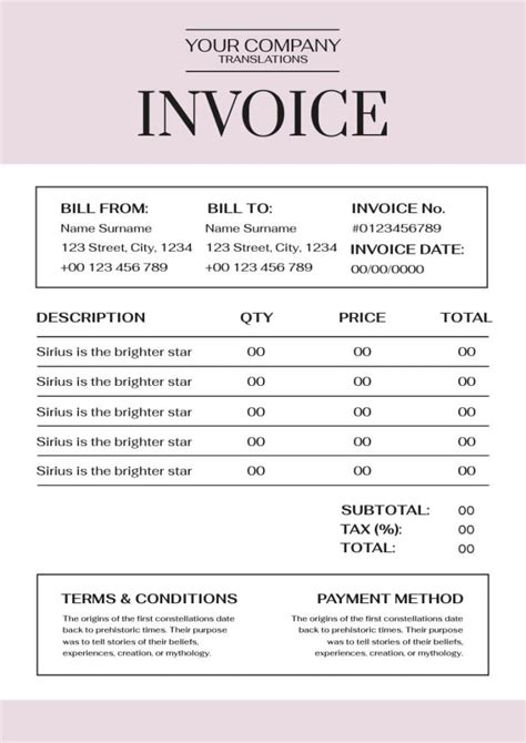 Freelance Translator Invoice Template