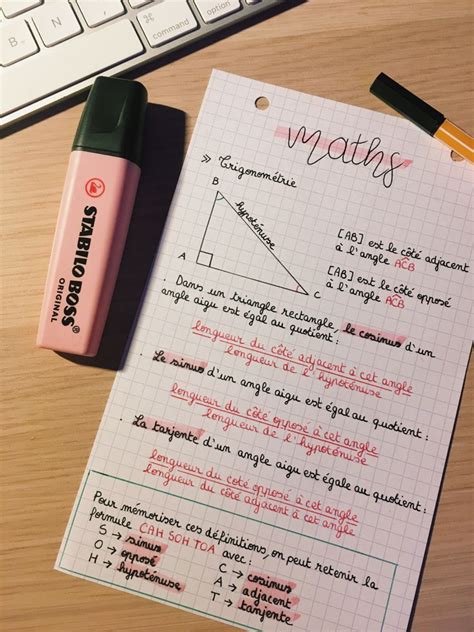 Trigonométrie Planificateur de leçon Fiche de révision Fiches