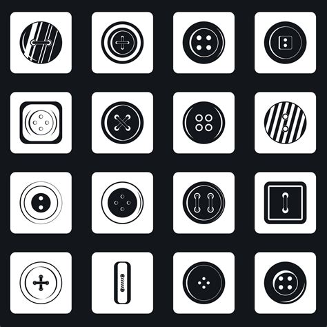 Clothes Button Icons Set Squares Vector 8778494 Vector Art At Vecteezy