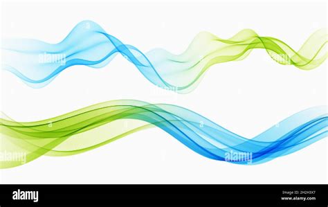 Vector Abstract Flow Of Colored Transparent Waves Blue And Green Wavy