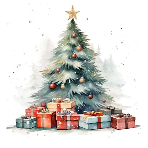 Watercolor Christmas Tree Stock Illustrations 66 490 Watercolor