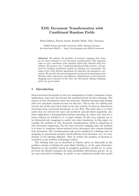 pdf xml document transformation with conditional random fields