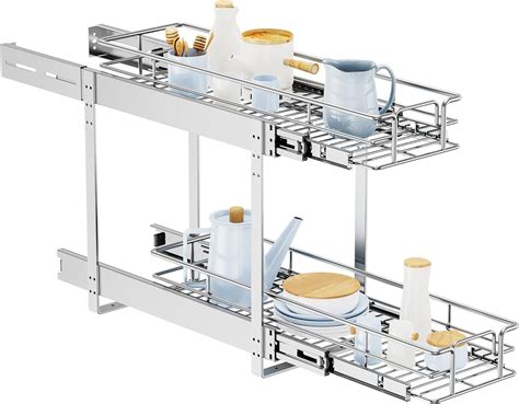 Amazon LOVMOR Individual Pull Out Cabinet Organizer 2 Tier Slide