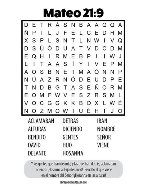 Mateo 21 9 Sopa De Letras Letra Grande Sopa De Letras Lecciones