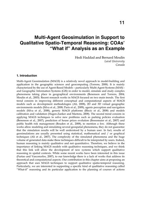 pdf multi agent geosimulation in support to qualitative spatio temporal reasoning coas what