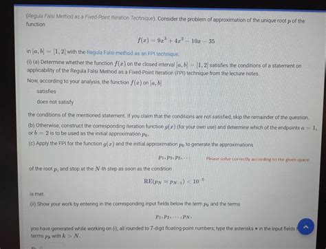 solved regula falsi method as a fixed point iteration